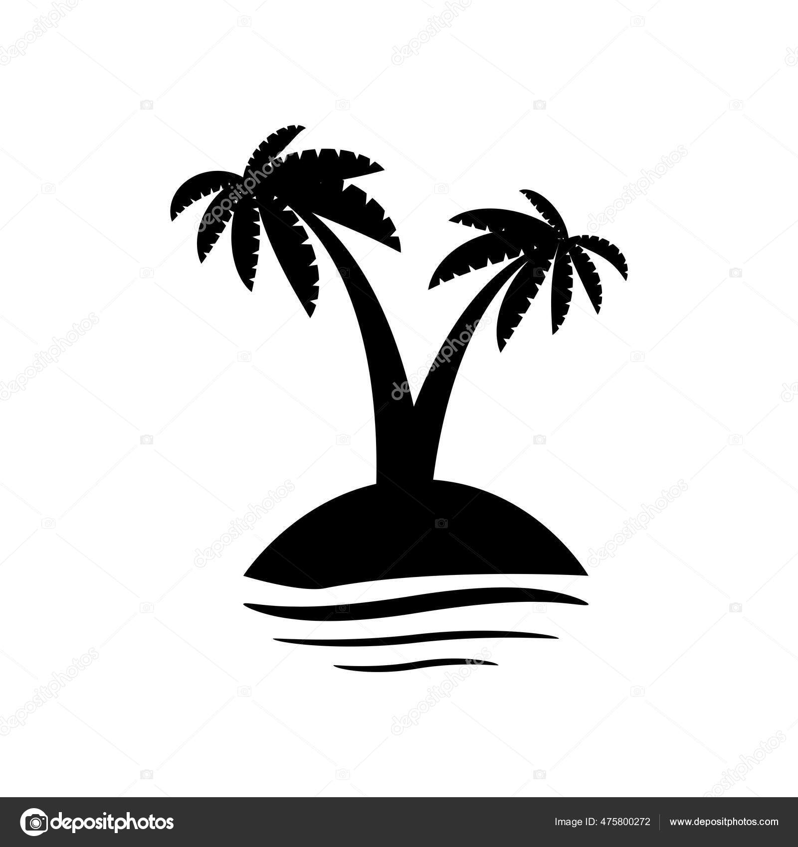 Palme Tropischen Baum Gesetzt Symbole Schwarze Silhouette Illustration ...