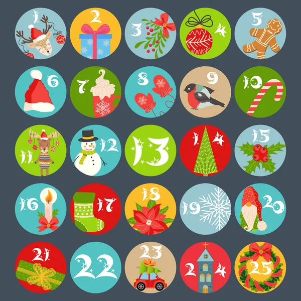 Countdown Calendar Christmas Cartoon Characters Symbols Christmas ...