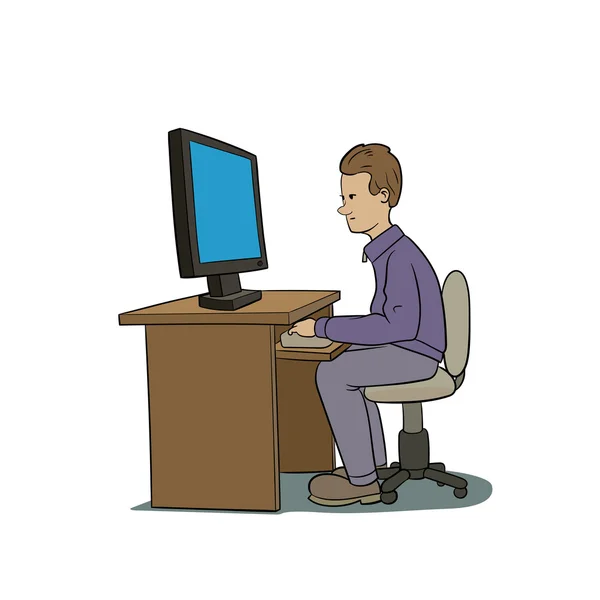 Animado Personas Usando Computadoras Caricatura Niño Usando