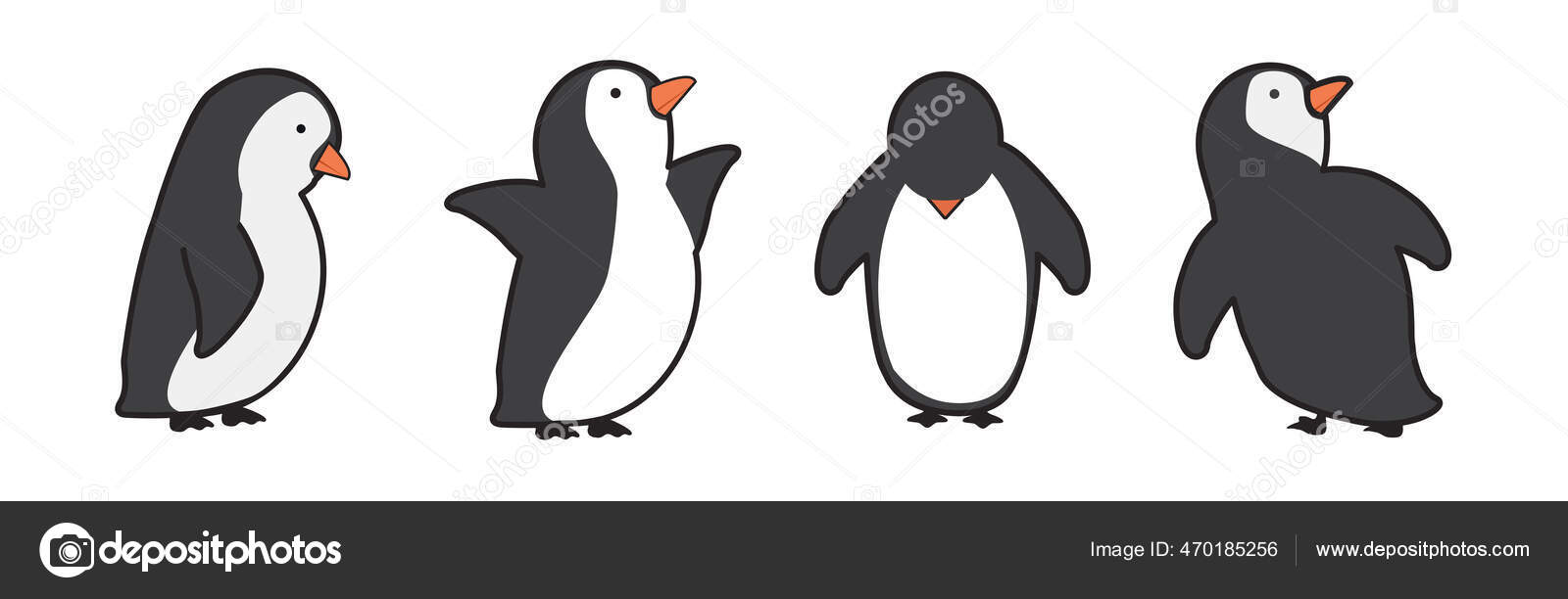 Penguin Cartoon Characters Different Poses Set Stock Vector By ©focus