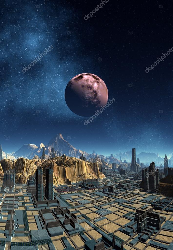 Futuristic Alien City - Computer Artwork Stock Photo by ©diversepixel ...