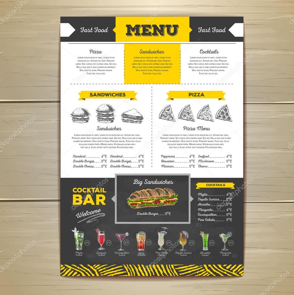 Vintage chalk drawing fast food menu design. Sandwich sketch Stock ...