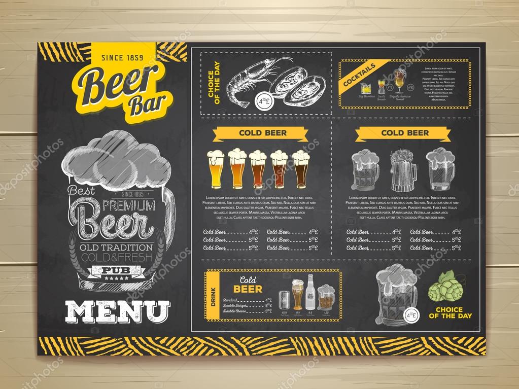 Vintage chalk drawing beer menu design. — Stock Vector © annbozshko ...