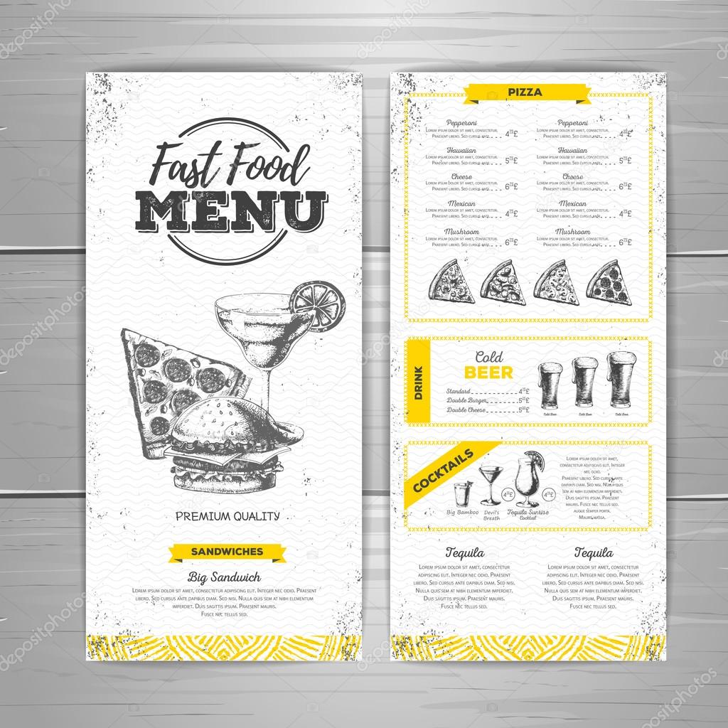 Vintage fast food menu design Stock Vector by ©annbozshko 114398826