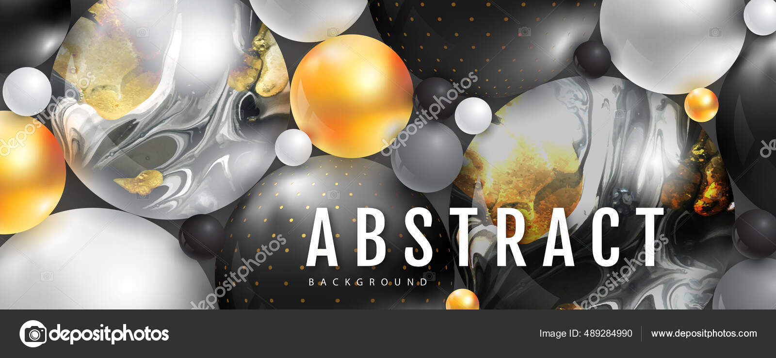 Abstract Black Spheres Spheres Ink Art Dark Black Background Vector ...