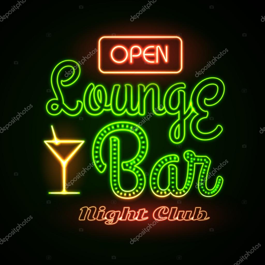 Neon sign. Lounge bar — Stock Vector © annbozshko #57591803