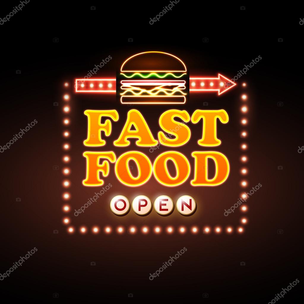 Fast Food Neon sign Stock Vector Image by ©annbozshko #96490058