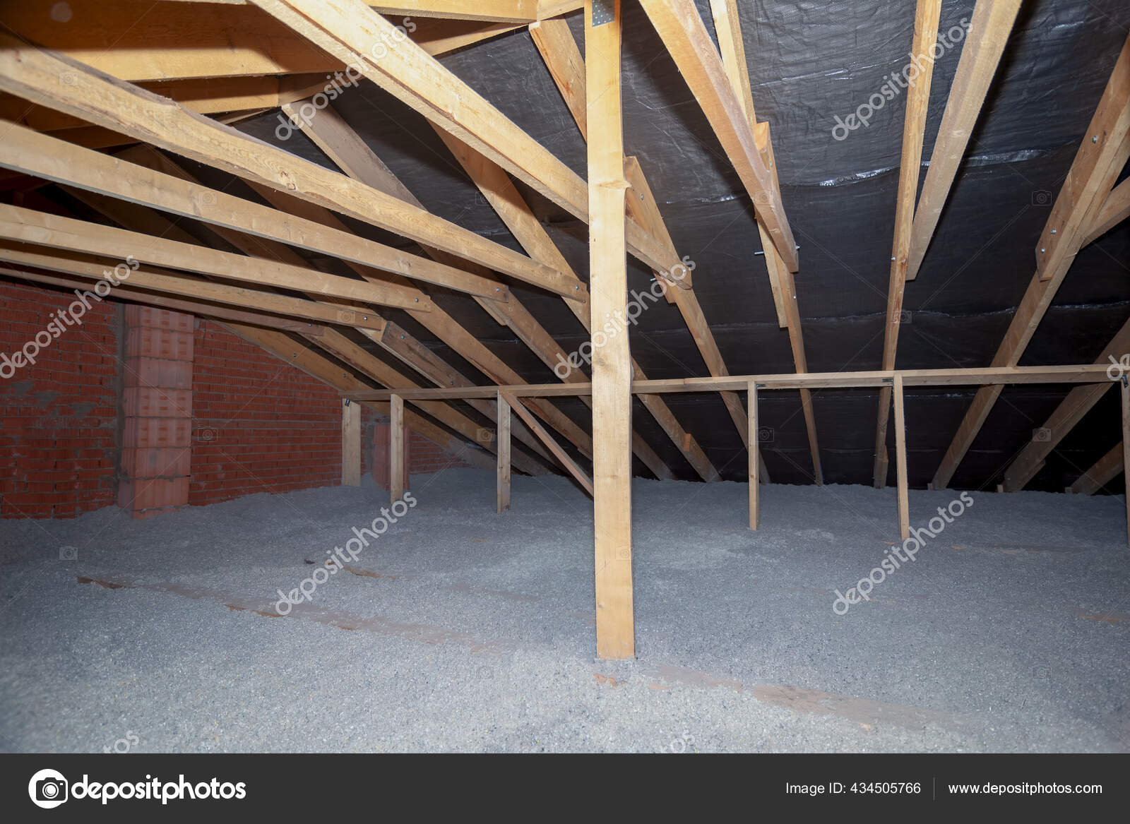 The attic has cellulose insulation. Made from recycled paper — Stock ...