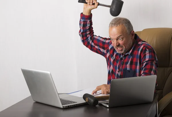 Angry Guy On Computer