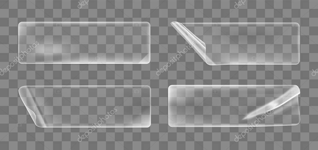 Pegatinas transparentes de rectángulo arrugado pegado con esquinas ...