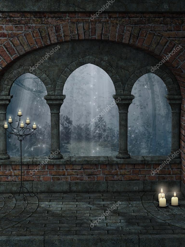 Fantasy landscape with old structure Stock Photo by ©justdd 97738436