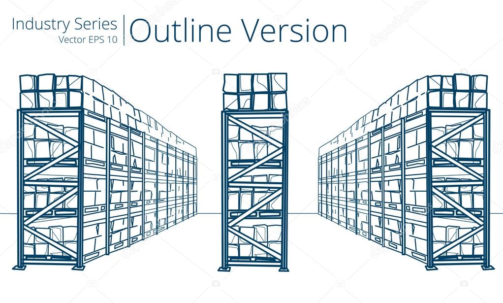 Warehouse Shelves. — Stock Vector © JohanH #61785283