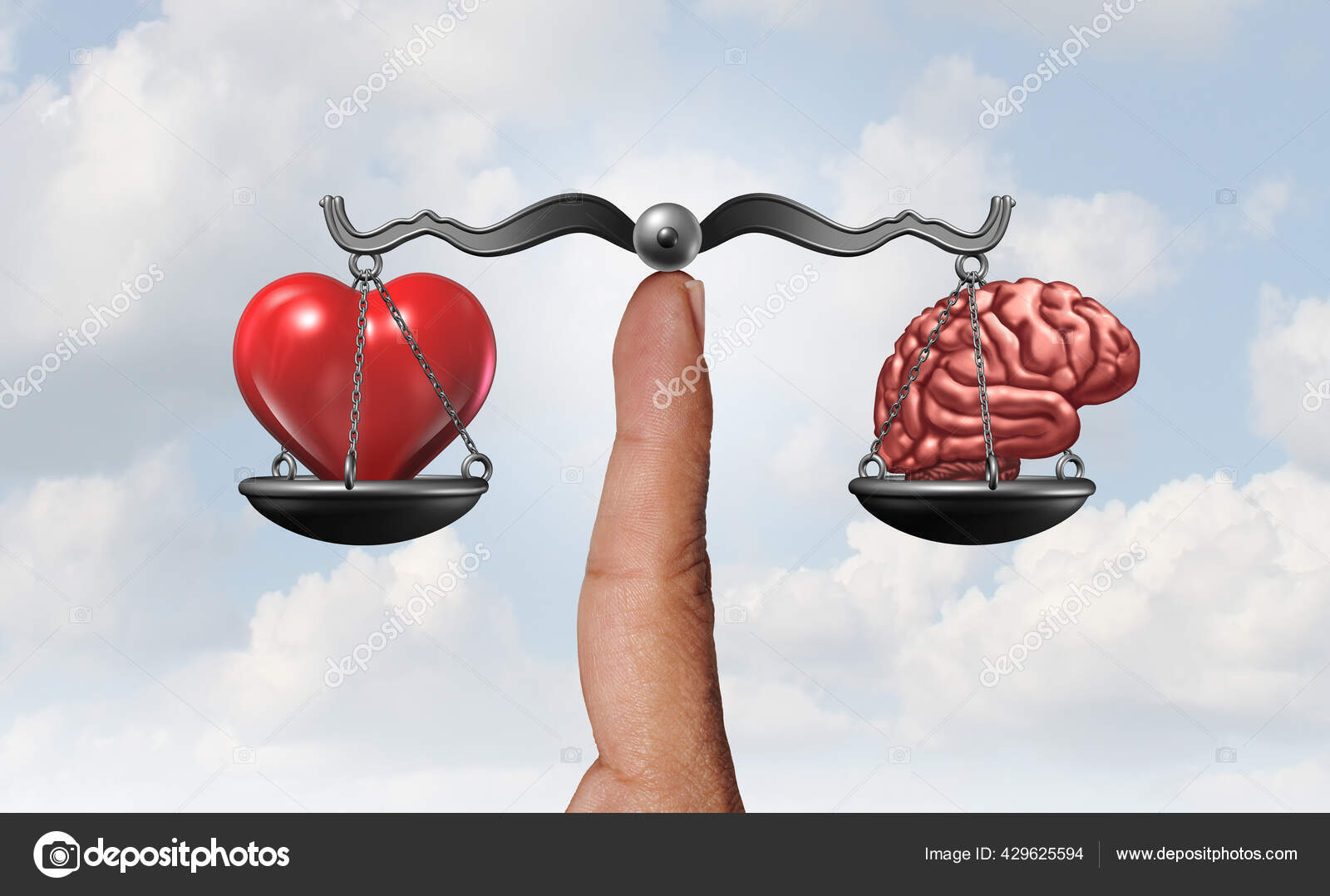 Heart Brain Psychology Symbol Representing Balancing Act Rational ...