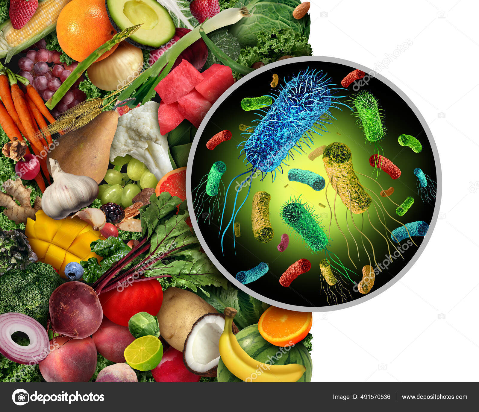 Contaminated Fruit Vegetables Infectious Bacteria Contagious Germs ...