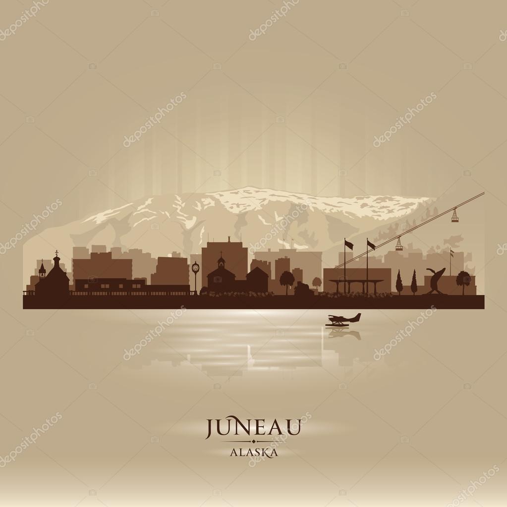 Juneau Alaska city skyline vector silhouette Stock Vector Image by ...
