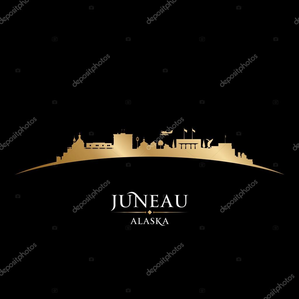 Juneau Alaska city silhouette black background Stock Vector Image by ...