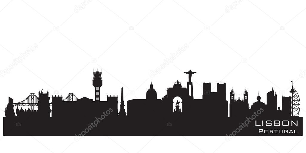 Lisbon Portugal city skyline vector silhouette Stock Vector Image by ...