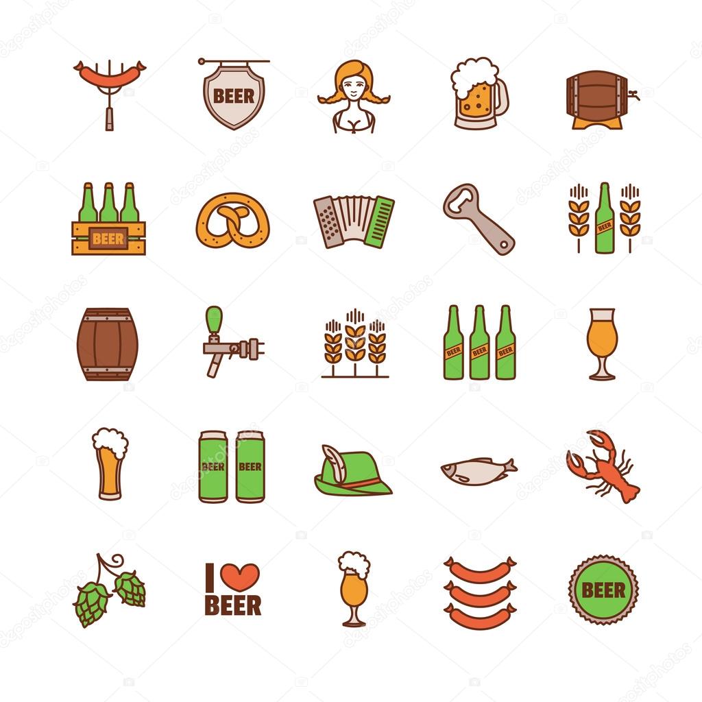 Oktoberfest thin line icons set Stock Vector Image by ©annayakovets ...