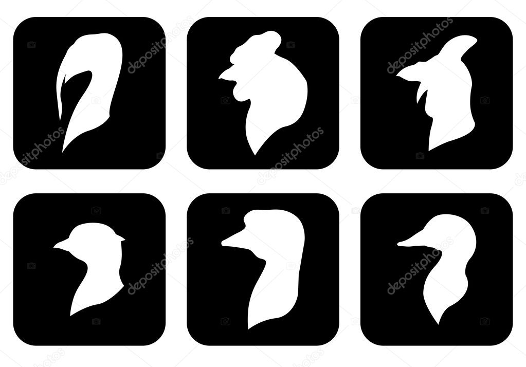 Farm icon birds heads set on black background Stock Vector Image by ...