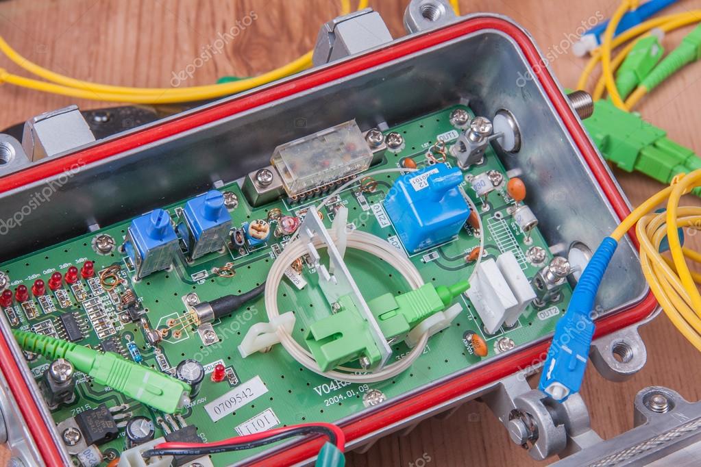 Fiber optic device ready for packet data transmission — Stock Photo ...