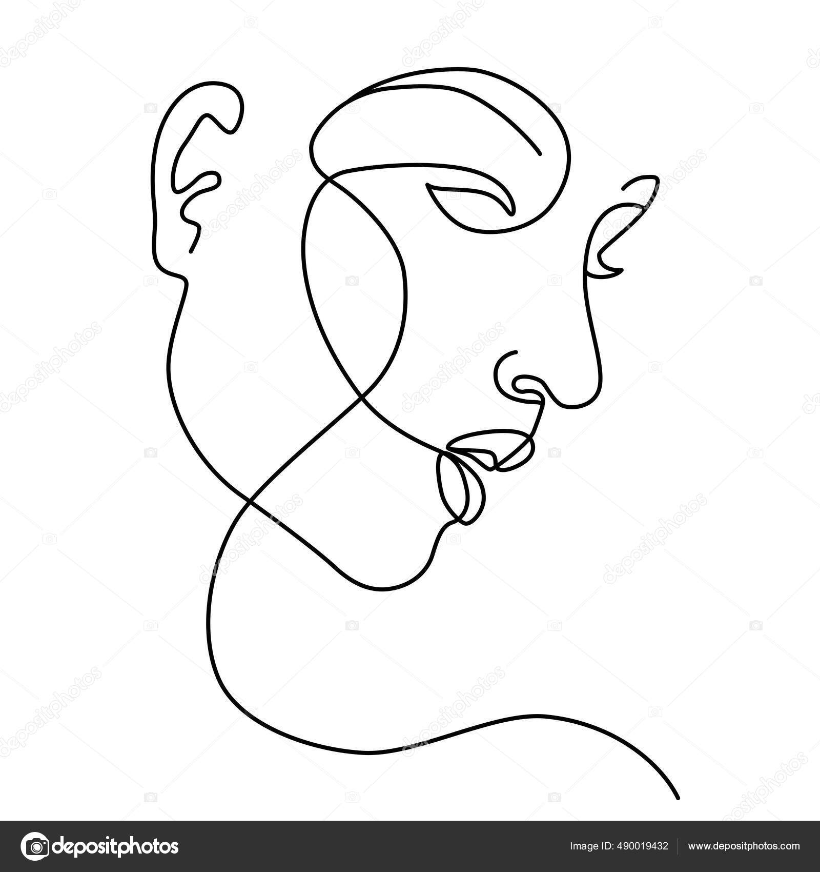 Image vectorielle Visage Femme Stylisé Art Moderne Monoligne Concept ...