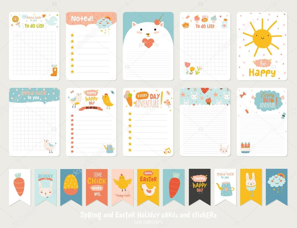 Cute Vector Cards, Notes, Stickers Stock Vector Image by ...