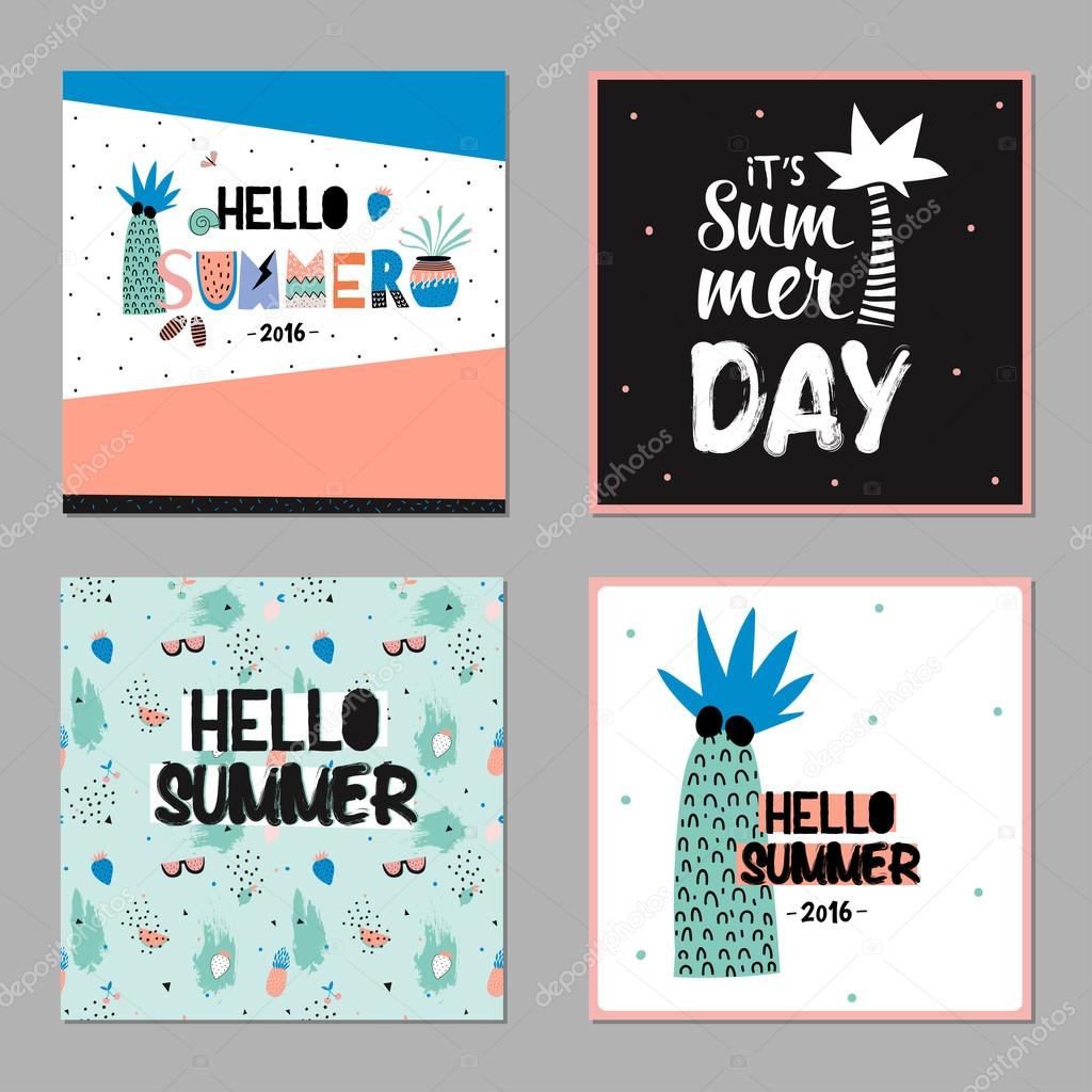 Lindas tarjetas de verano Hello Vector de stock #109797542 de ...