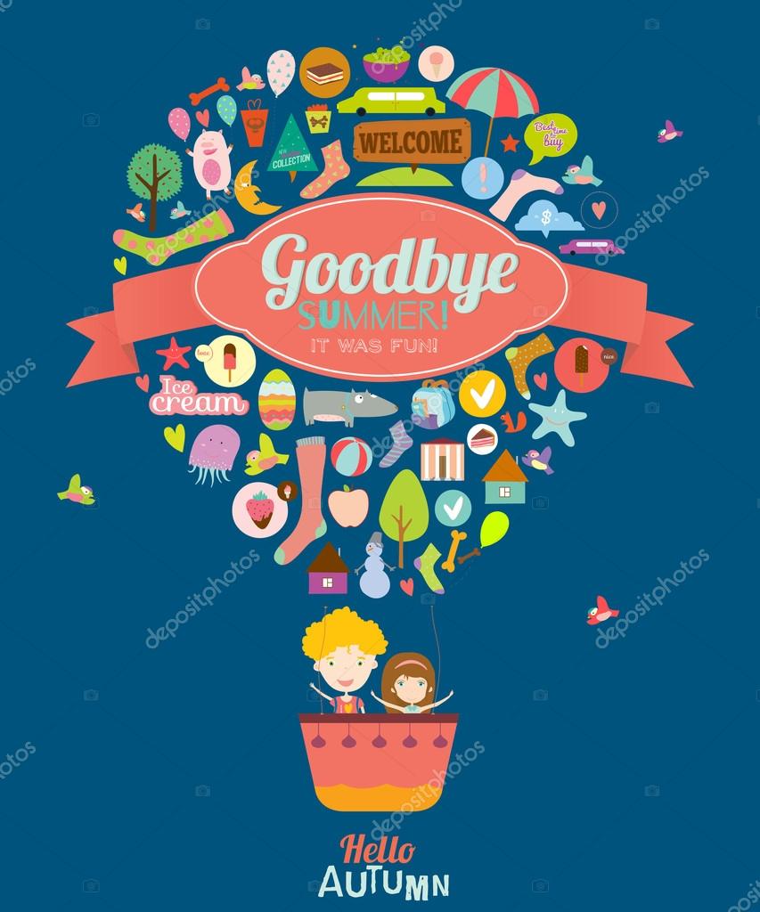 Goodbye summer. Hello autumn. Stock Vector by ©one7thlifetime 52173301