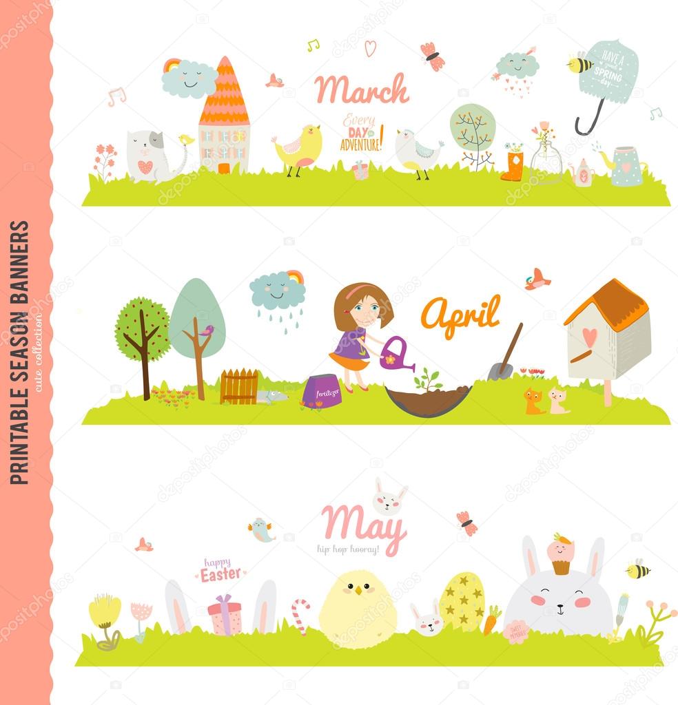 Three Monthly Seasonally Banners Stock Vector Image by ©one7thlifetime ...