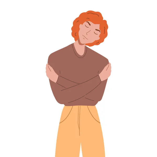 Woman Standing Mirror Hugging Her Own Reflection Concept Self Love ...