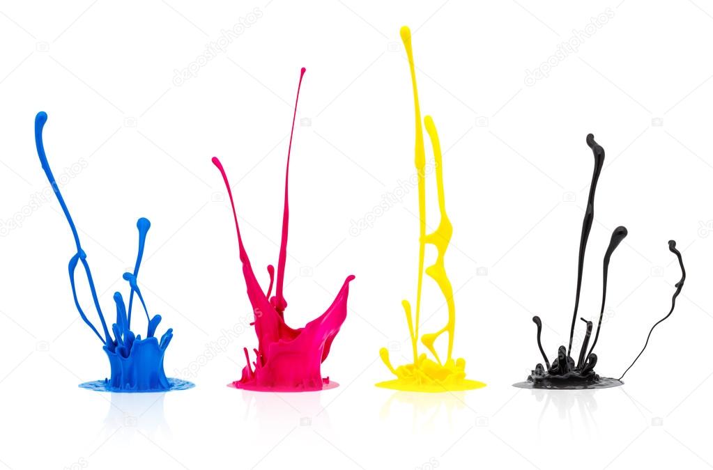 CMYK paint splashing isolated on white Stock Photo by ©rclassenlayouts ...