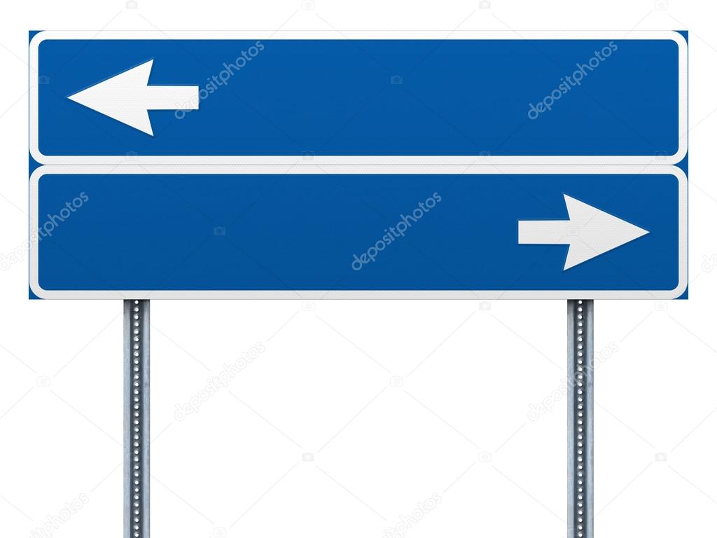 Blank blue road sign with arrows. Stock Photo by ©Andrew7726 58614841
