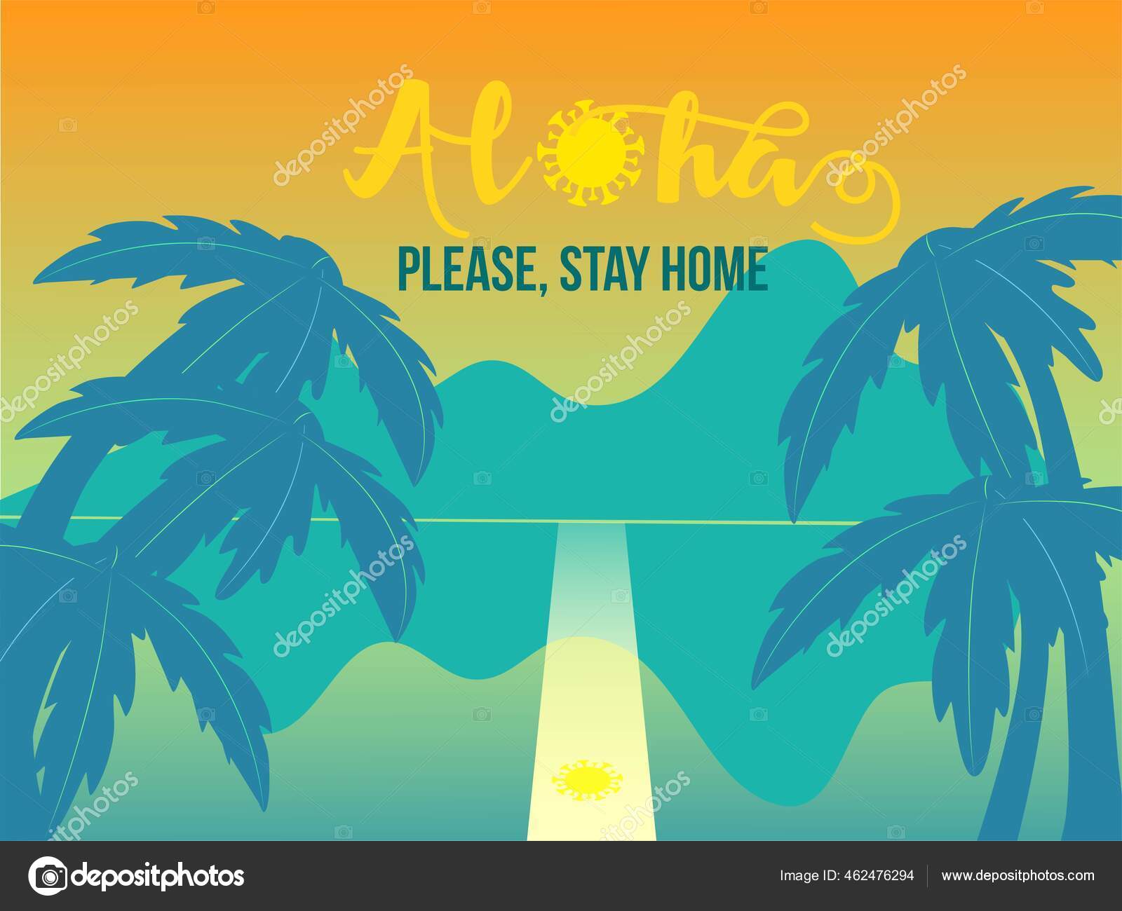 Aloha Stay Home Tropical Banner Tourism Vintage Poster Open Borders ...