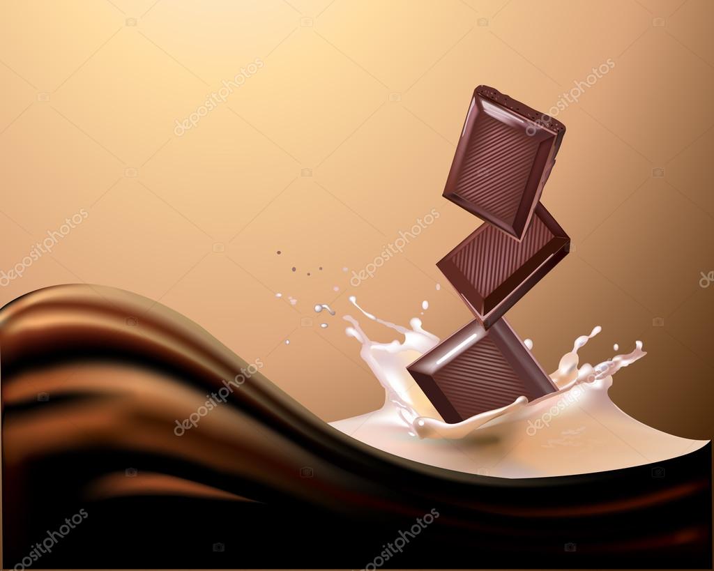 Chocolate and milk. Vector realistic illustration. Stock Vector Image ...
