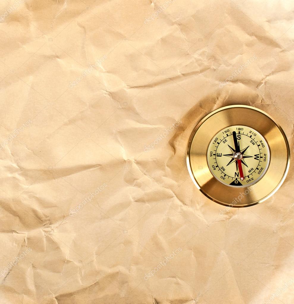Old paper texture with compass on a white background — Stock Photo ...