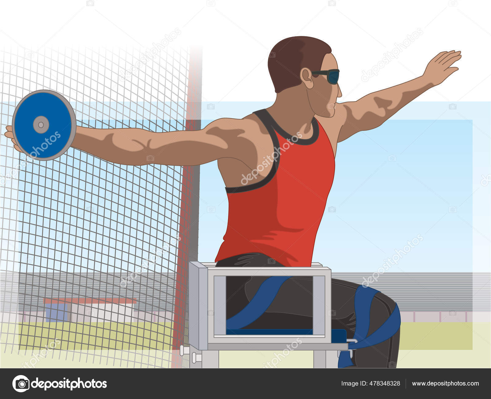 Para Sports Paralympic Discus Throw Visual Impaired Male Athlete Track ...