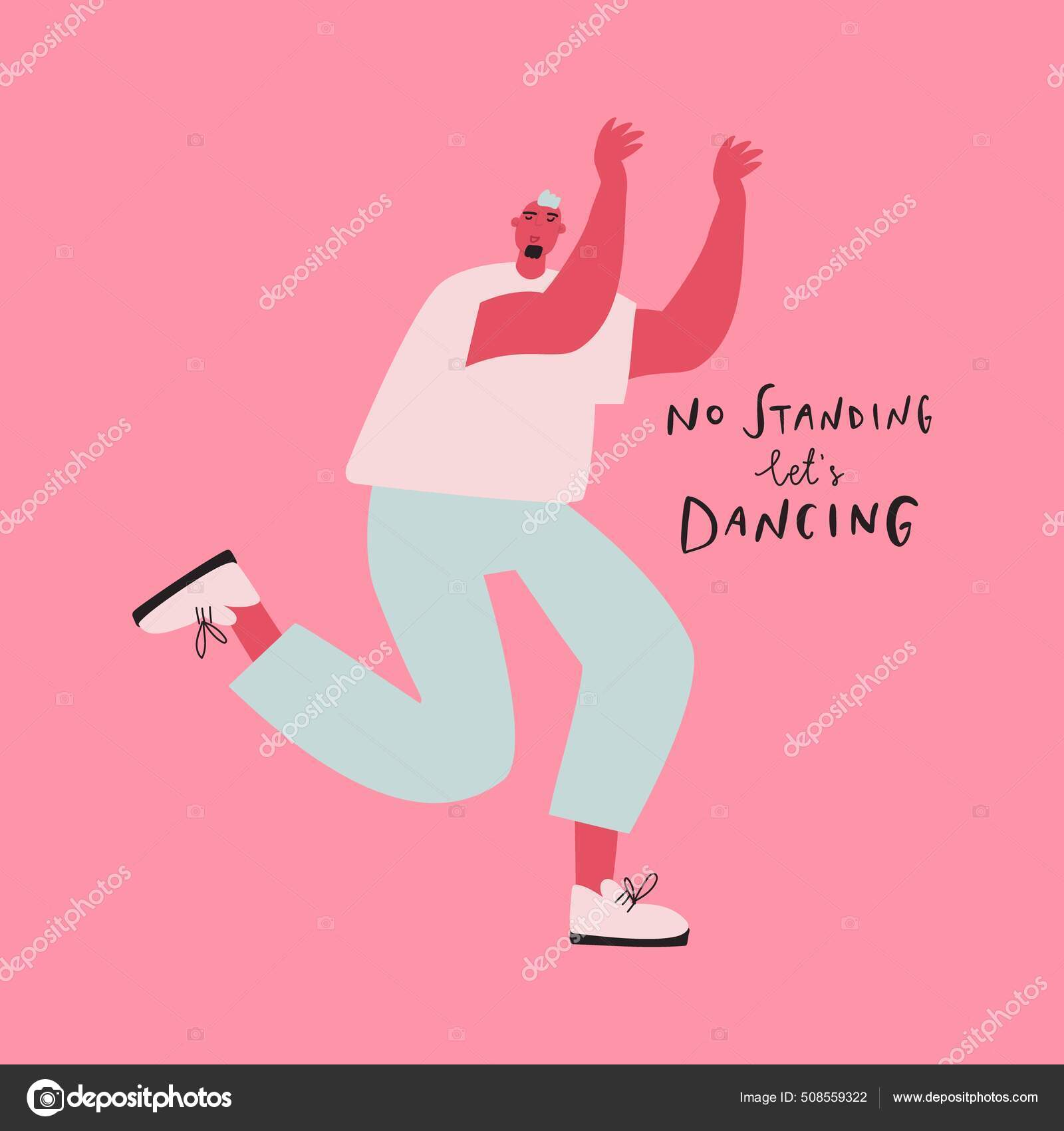 Dancing man, funny cartoon character guy Vector illustration Stock ...
