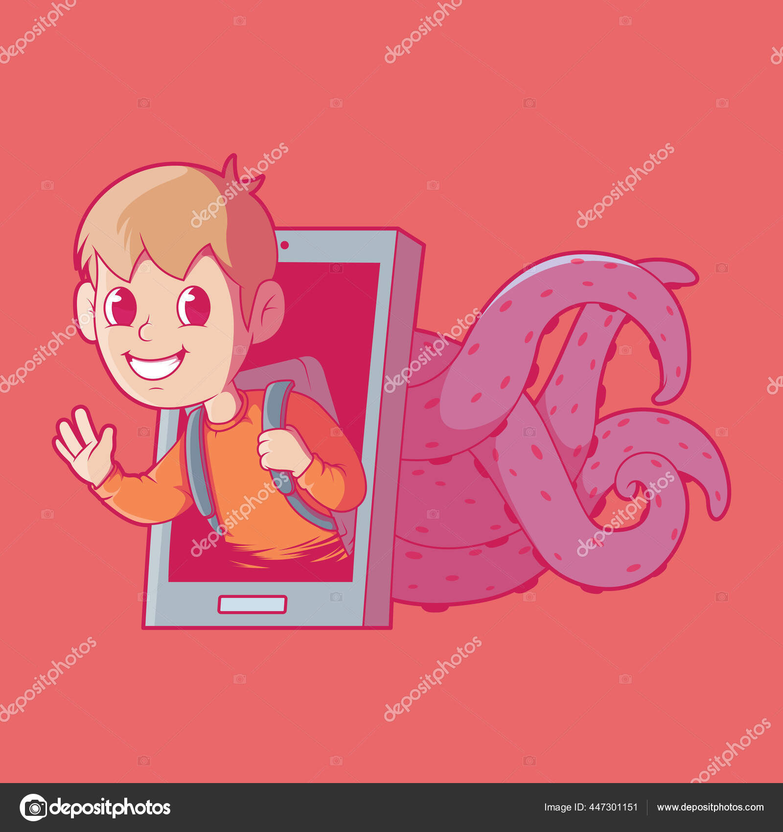 Online Predator Vector Illustration Technology Social Media Sharing ...