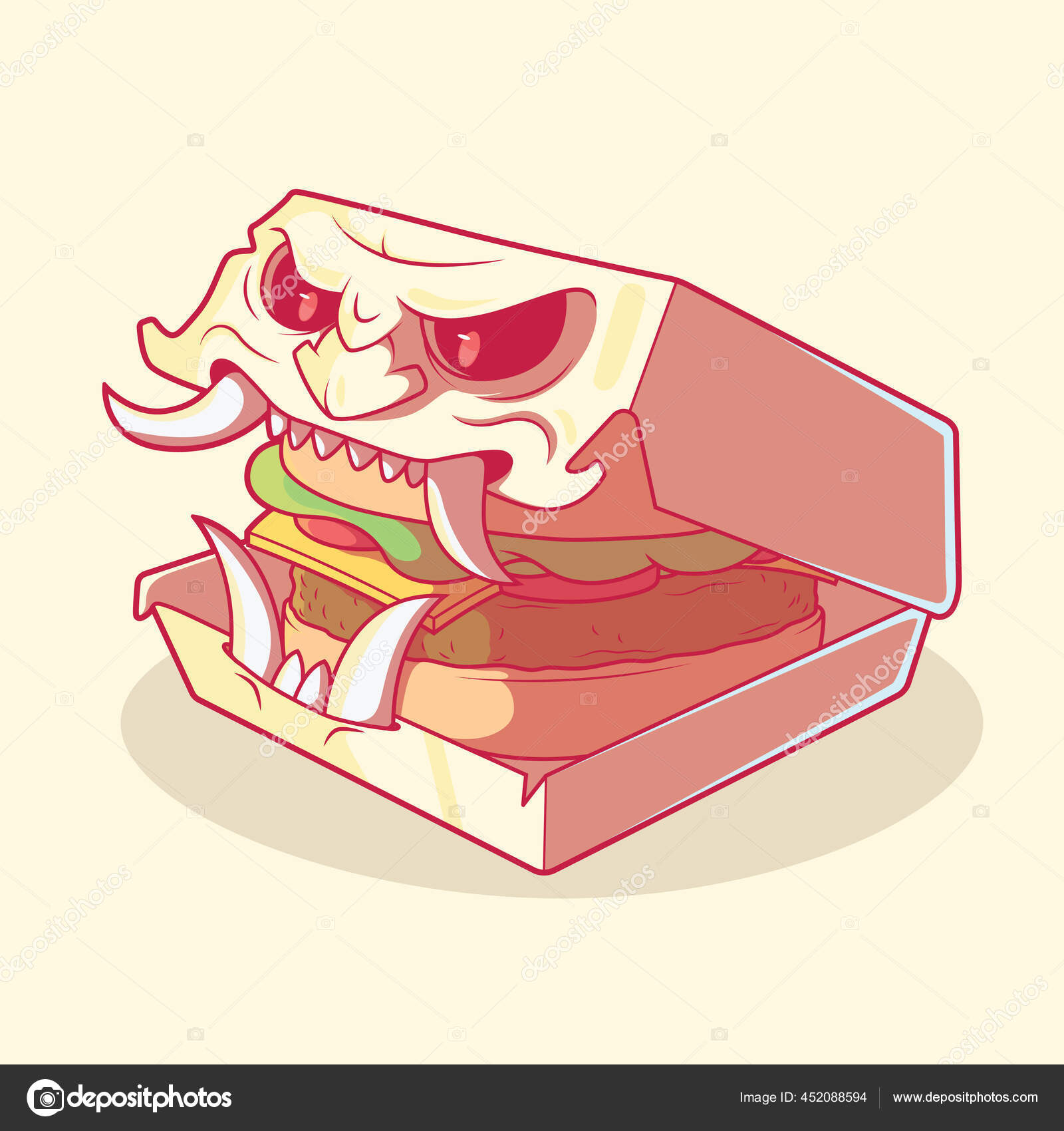 Samurajská Vektorová Ilustrace Burger Boxu Rychlé Občerstvení Dodání ...