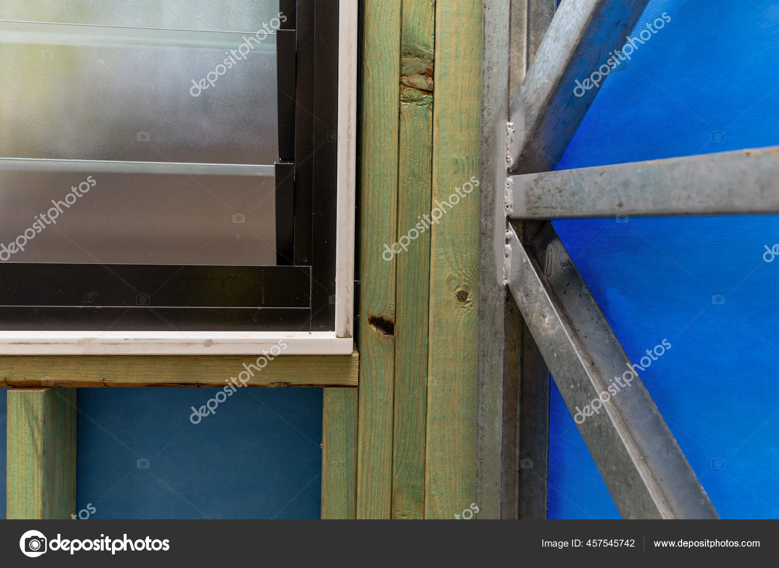 Timber Wall Frame Steel Reinforcement Window Stock Photo by ...