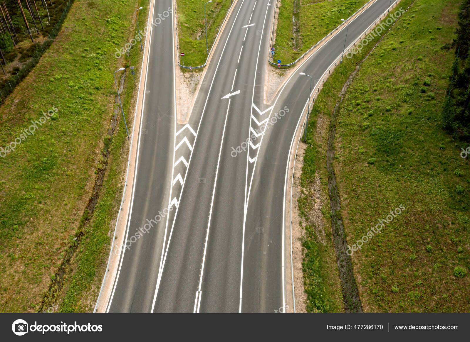 Top View Multi Lane Highway Driveways Close — Stock Photo © askoldsb ...