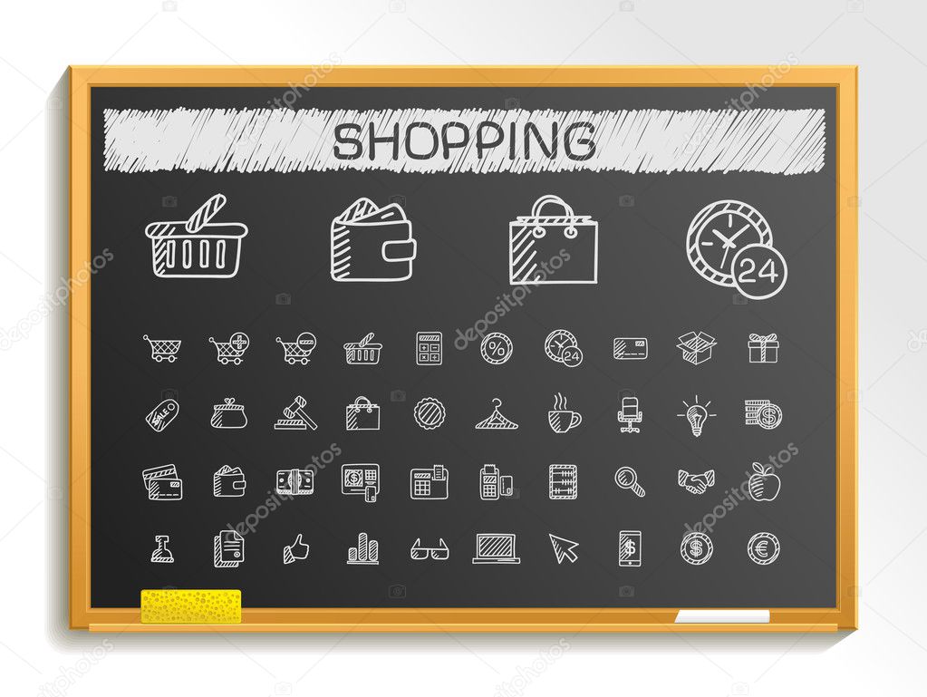 Shopping hand drawing line icons Stock Vector Image by ©r.Hilch #71445949