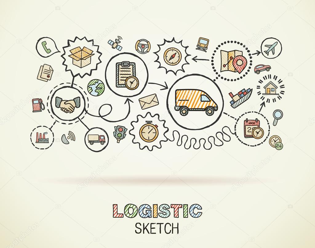 Logística mano dibujar iconos integrados Vector de stock #81466168 de ...