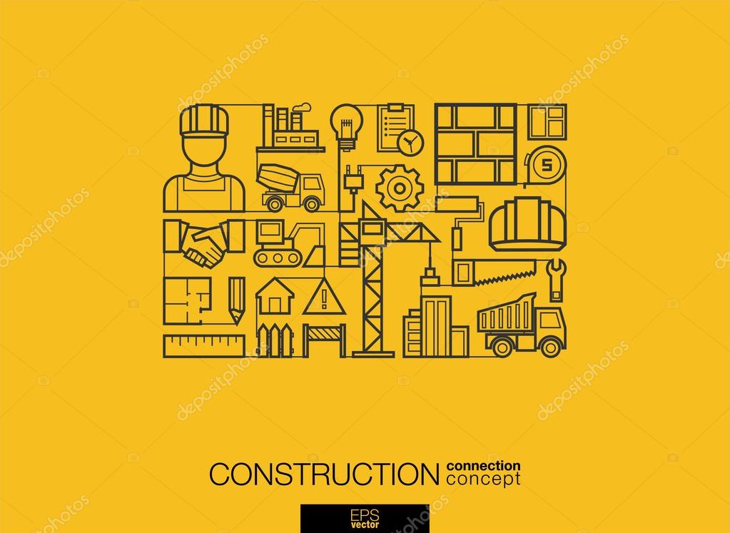 Construction integrated thin line symbols — Stock Vector © r.Hilch ...