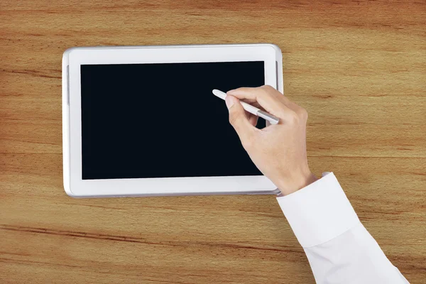 Hand using stylus pen on digital tablet - Stock Image - Everypixel