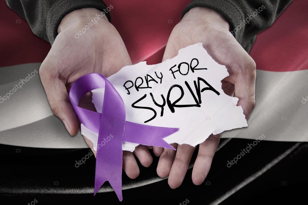 Hands with ribbon and pray for Syria Stock Photo by ©realinemedia 91434272