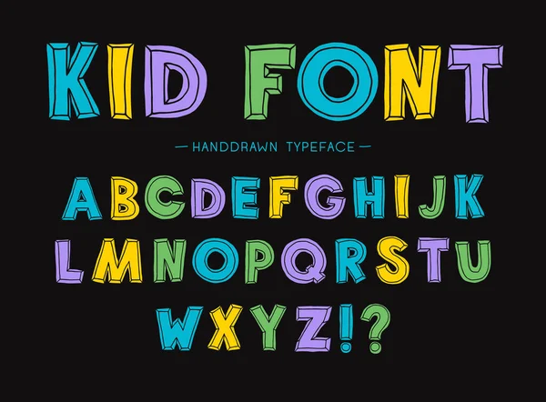 Kid font. Children s font. Set of multicolored letters for inscriptions ...