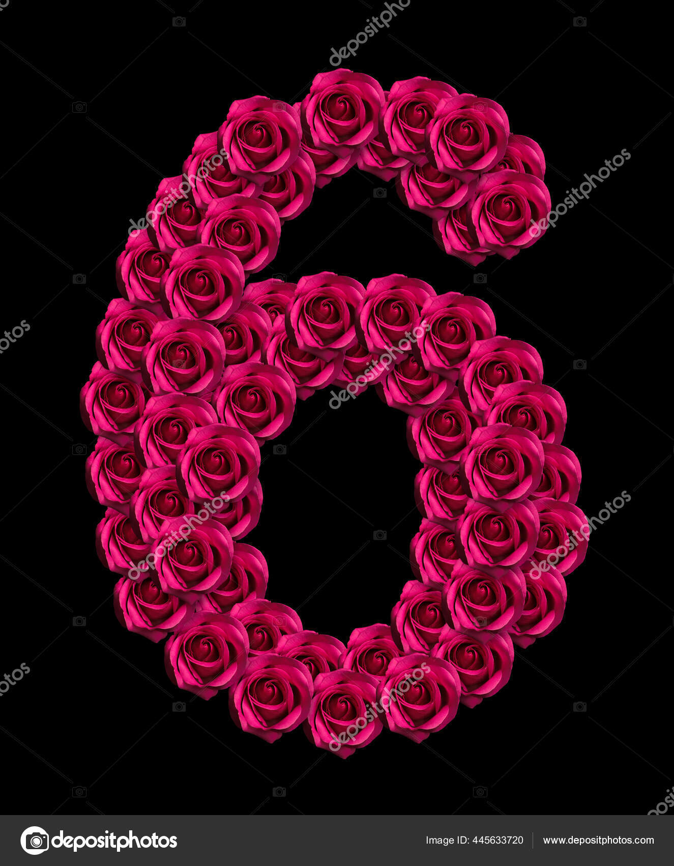 Love Concept Image Number Made Pink Roses Isolated Black Background ...