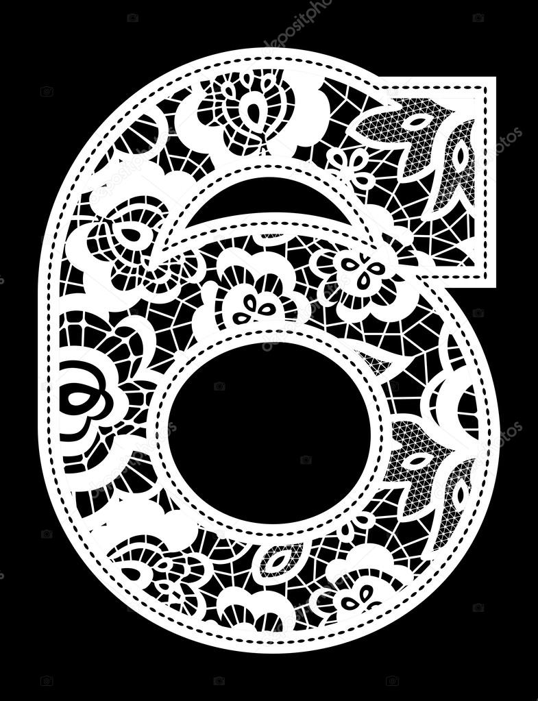 Embroidery lace number 6 Stock Vector by ©hayaship 51821353