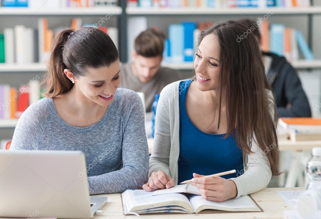 Students sitting at desk and studying — Stock Photo © stokkete #100615168